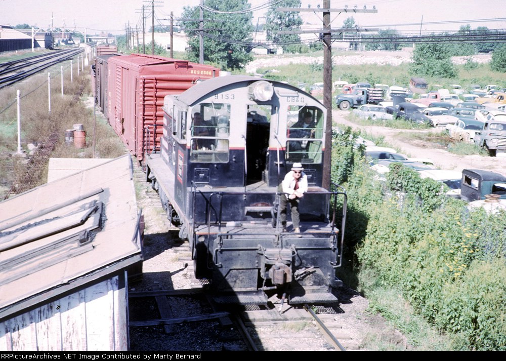 Riding the Back Porch of CB&Q 9153 at the West End of the Yards